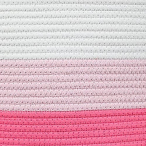 Midlee Pink Toys Cotton Rope Basket- 3 Tone- Nursery Dog Kids Baby Woven Storage Bin Organizer