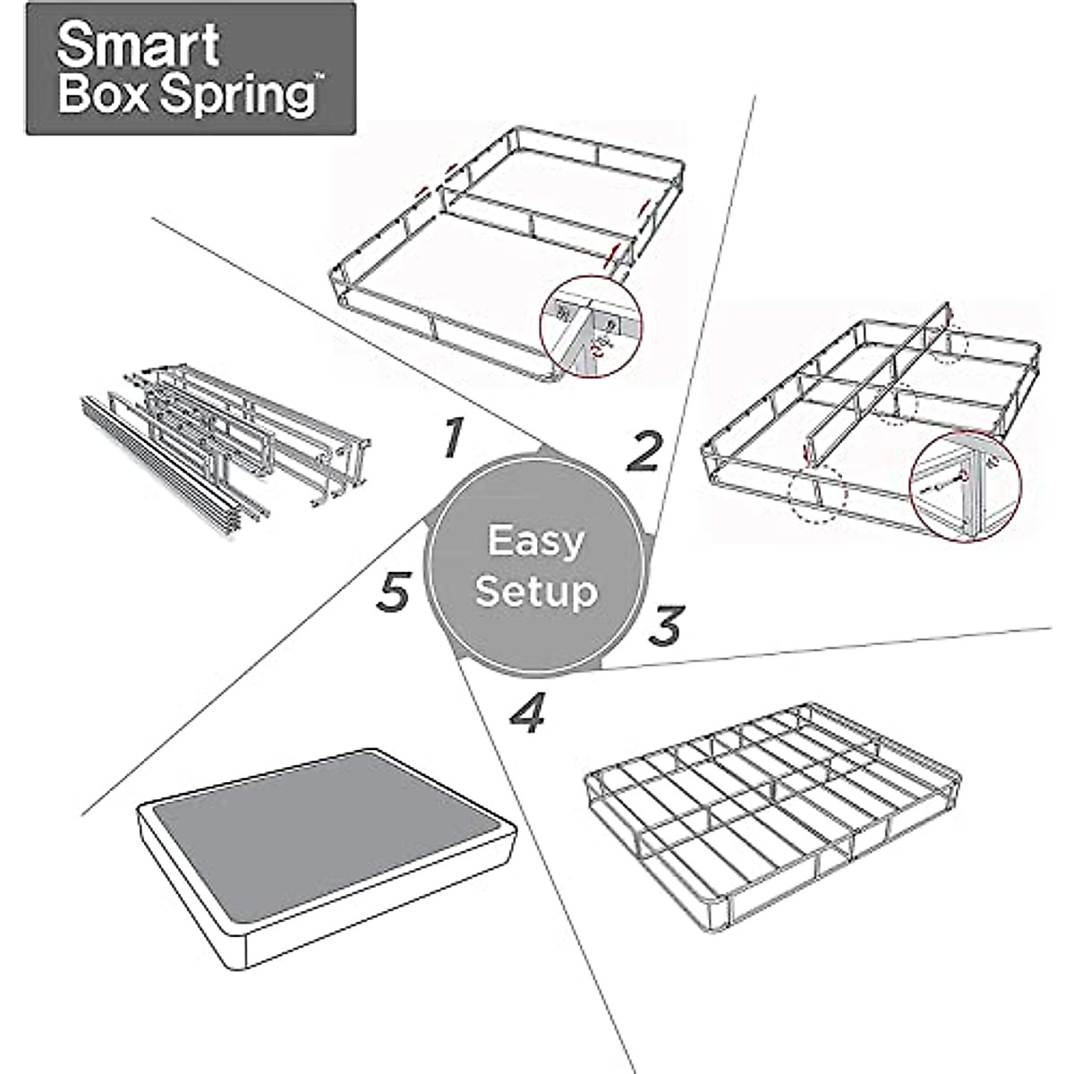 ZINUS 5 Inch Metal Smart Box Spring / Mattress Foundation / Strong Metal Frame / Easy Assembly, King