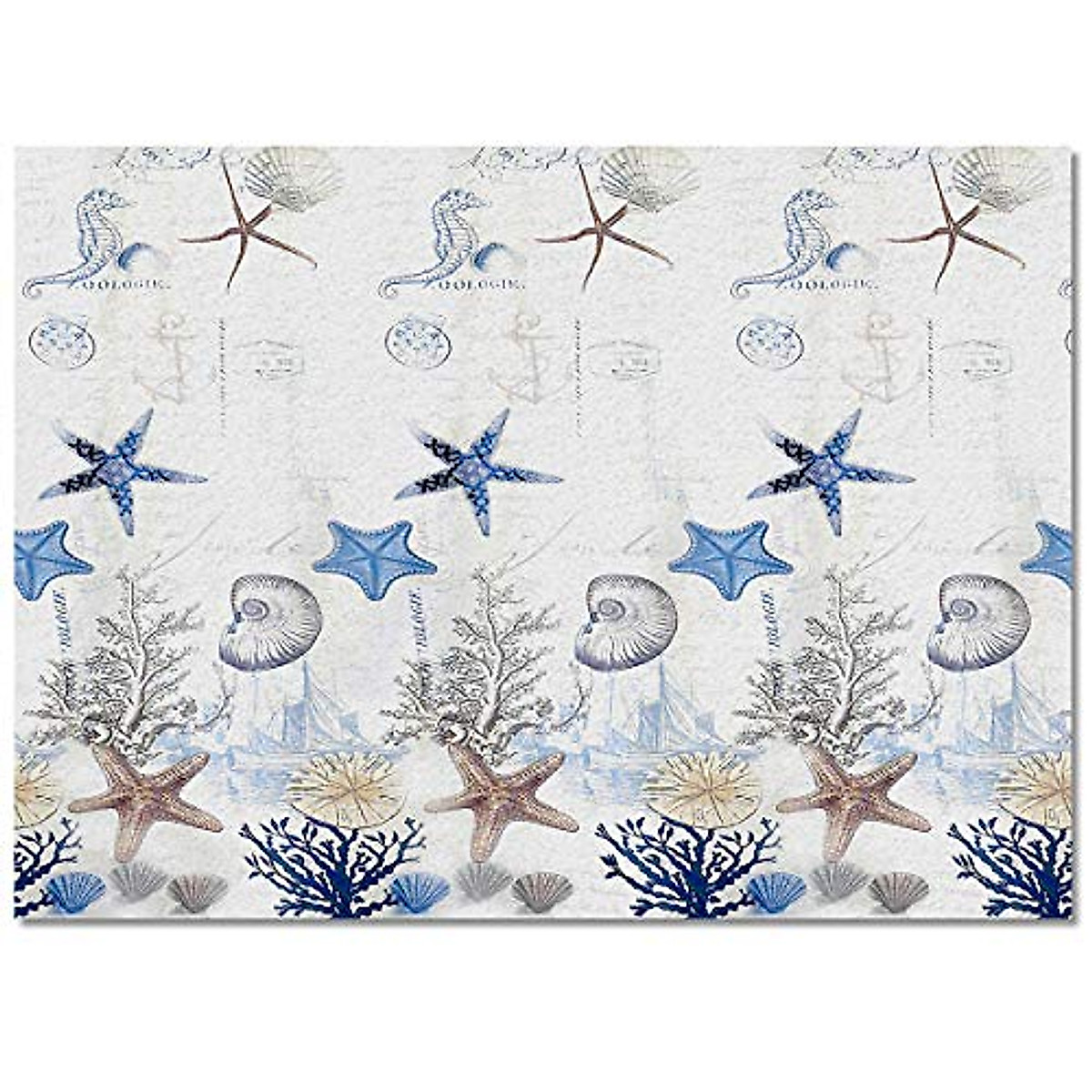2x3ft Large Area Rugs for Living Room, Nautical Tropical Ocean Collection Area Runner Rugs Non Slip Bedroom Carpets Hallways Rug, Outdoor Indoor Nursery Rugs Décor, Anchor Starfish Shell Seahorse