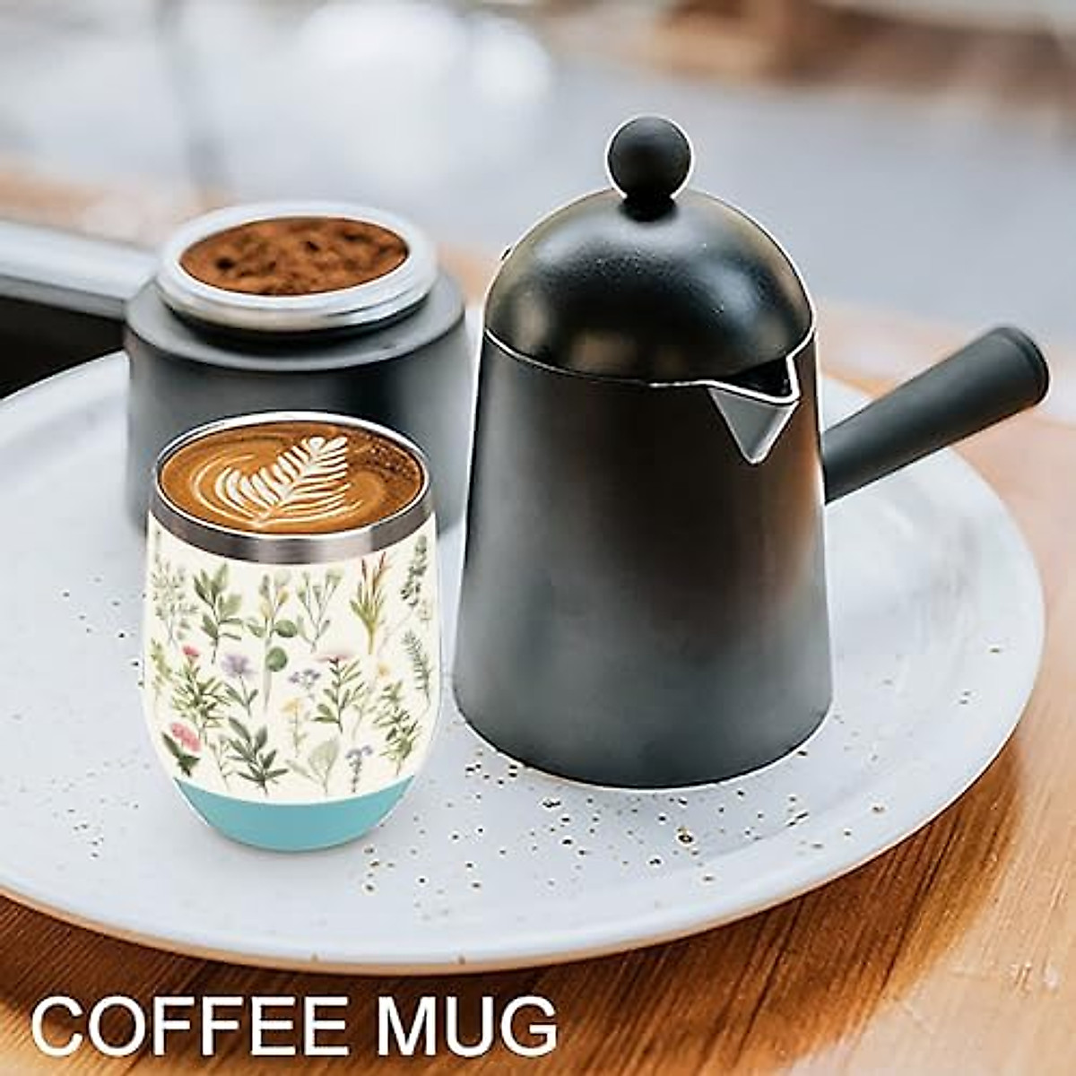 WYUSPGK 304 Stainless Steel Insulated Cup, Season Watercolors of Herbs Flowersb Print Smooth Rim, Durable & Reusable - Perfect for Office, Home, And Travel