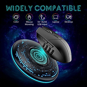 BNING Mouse Mover Device, RGB Breathing Light Mouse Jiggler Undetectable Mouse Shaker Simulator for Computer Laptop Awakening, Include USB C to USB Adapter & Charger (Black Magic Wheel)