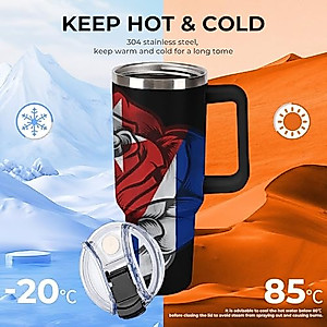 Rose Cuba Flag 40 Oz Tumbler with Handle And Straw Lid,Insulated Reusable Stainless Steel Travel Glass Mug 40 Ounces