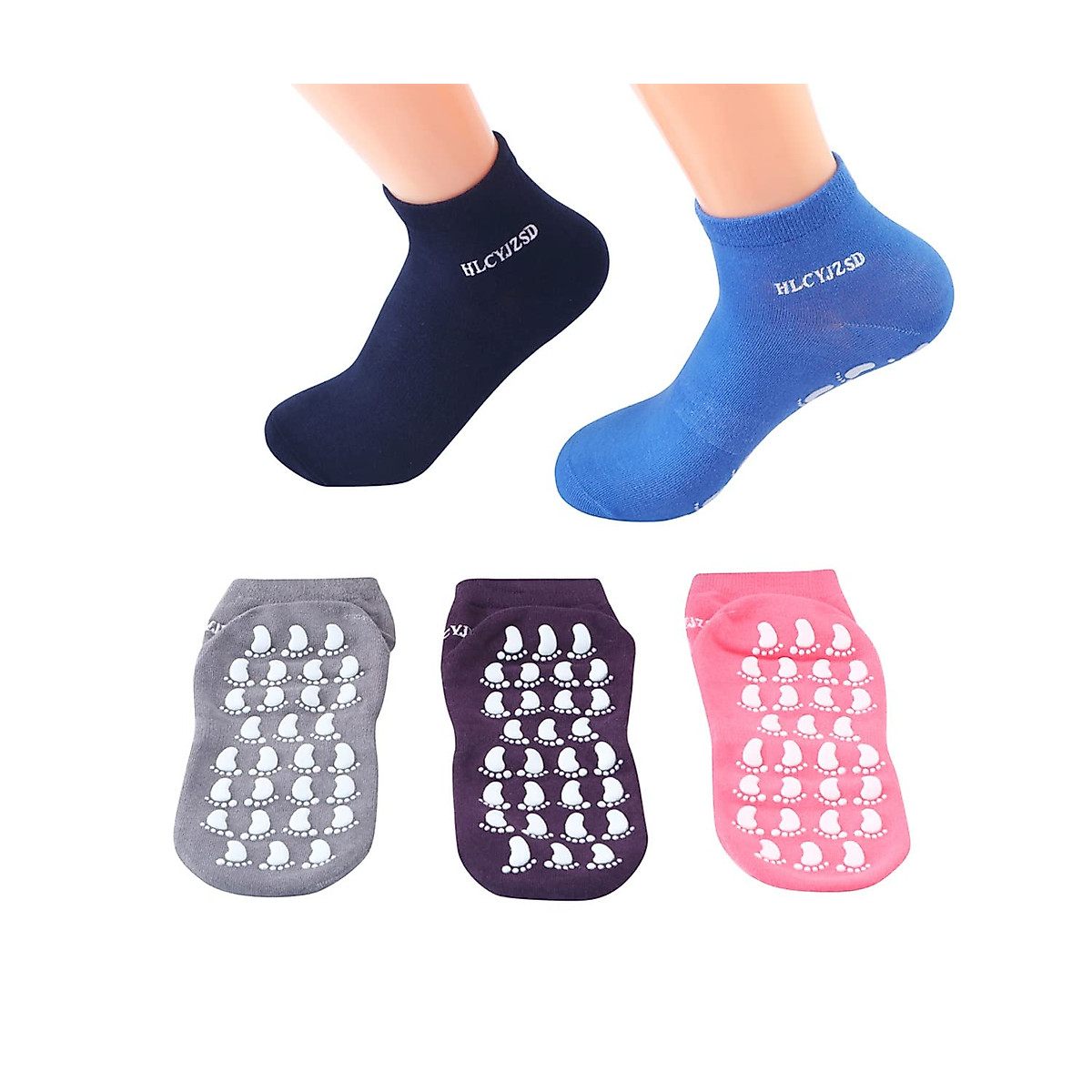HLCYJZSD 5 Pairs Non Slip Yoga Socks for Women, Skid Slipper Socks with Grippers for Pilates Dance Ballet Trampoline
