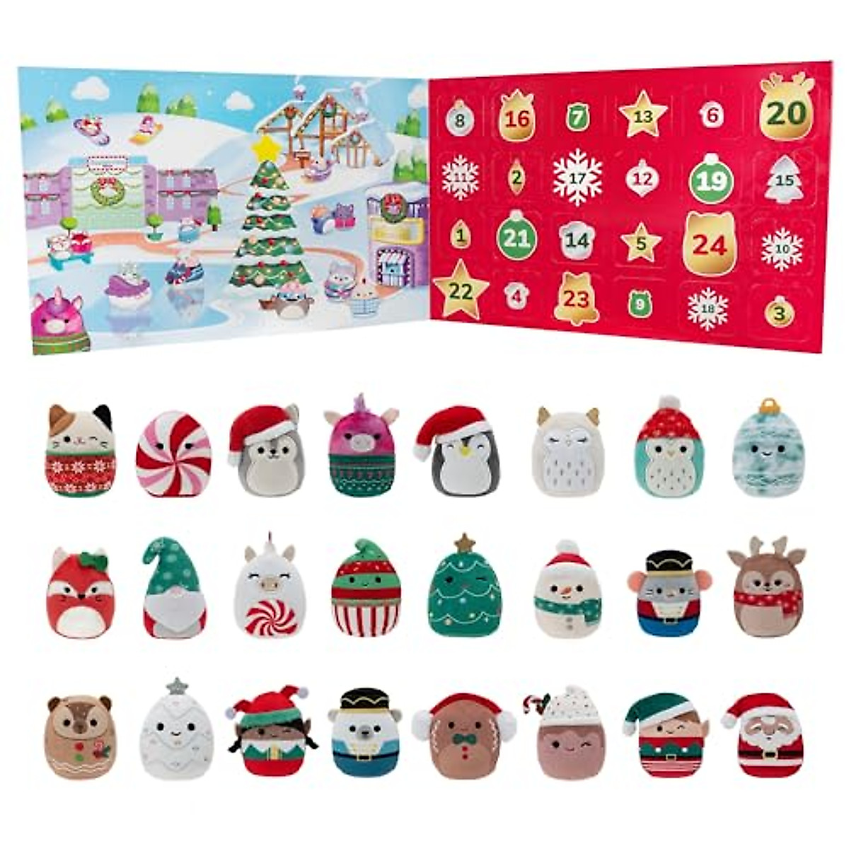 Squishville by The Original Squishmallows Holiday Calendar - 24 Exclusive 2” Festive Squishmallows - Seasonal Toys for Kids and Preschoolers - Ages 3+