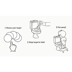 Corner Canyon Products 75 Count Dinosaur Toilet Targets, 2x2 Inch Paper, Green, Indoor Use, Flushable, Biodegradable, Sewage Safe, Potty Training Targets for Boys