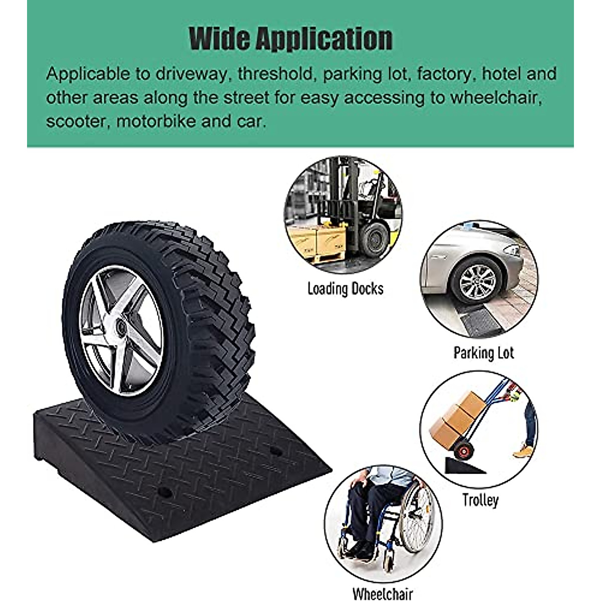 GUENZO Threshold Ramp, Heavy Duty Rubber Curb Ramp for Cars/Motorcycle/Wheelchair, Home/doorways/Garden Steps/driveways/Garage/Sheds Entry Ramp, 2/3/4/5 inch Rise (Size : 100x25x9cm)