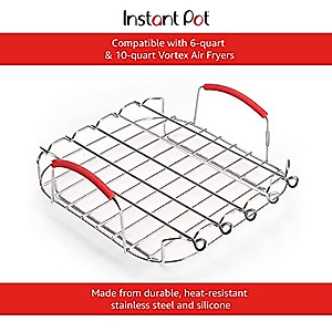 Instant Vortex Official Grill and Lifting Rack with Skewers, 6-Piece, Stainless Steel