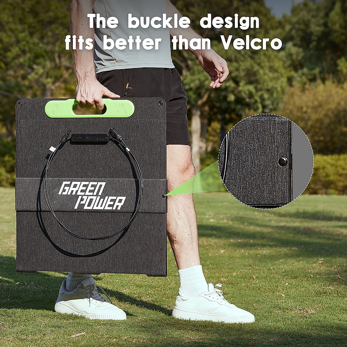 Green Power 100W Solar Panel Monocrystalline ETFE Cover Portable Foldable Solar Charger for Portable Power Station Generator USB QC 3.0, Typc C Output for Outdoor Camping Van RV Trip