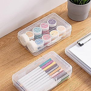 CENGNIAN 1 Pack Large Capacity Clear Pencil Box, Clear Pencil Case, Plastic Crayon Box, Pencil Cases, Plastic Pencil Case, Plastic Pencil Box, Crayon Box Storage, Hard Pencil Case