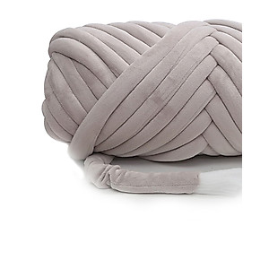 Velvet Chunky Yarn Bulky Giant Arm Knitting Yarn, Super Soft Tubular Weight Jumbo Yarn,DIY Crochet Hand Knitting Thick Yarn for Blanket,Pet Bed, Rugs Pillow,Handbag(2.2lb-Light Gray)