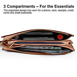 befen Genuine Leather Wristlet Clutch for Women Ultra-Slim Ladies Credit Card Holder Wallet Purses with RFID Protection (Carrot Orange)