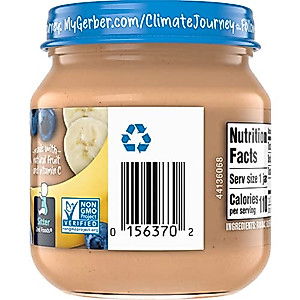 Gerber Natural for Baby Wonder Foods 2nd Foods Baby Food Jar, Banana Blueberry, Made with Natural Fruit & Vitamin C, Non-GMO Baby Food, 4-Ounce Glass Jar (Pack of 10)