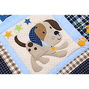 Brandream Crib Bedding Sets for Baby Boys - Sport Champ Dogs 5-Piece Nursery Set