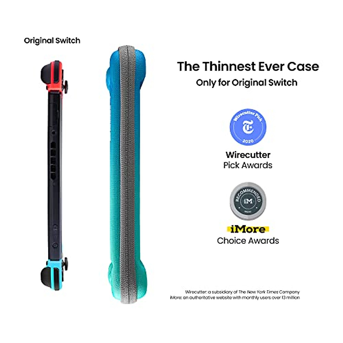 tomtoc Switch Case for Nintendo Switch, Slim Switch Sleeve with 10 Game Cartridges, Protective Switch Carry Case for Travel, with Original Patent and Military Level Protection, Twisted Blue