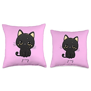 Sarcastic Designs Black Kitten Go Away Throw Pillow, 16x16, Multicolor