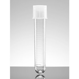CORNING 352057 Polystyrene Sterile Round Bottom Culture Tube, Snap Cap, 1400 RCF Rating, 17 mm OD x 100 mm L, 14 mL Capacity, 25/Bag