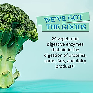 Garden of Life 20 Vegetarian Digestive Enzymes with Papain, Bromelain, Lipase & Organic Barley Grass, Ginger, Turmeric for Digestion of Protein, Carbs & Fats – Omega-Zyme - Gluten-Free, 180 Caplets