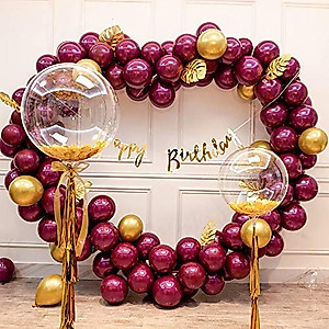 Maylai 50 Pack Burgundy Balloons 12 Inch(Thicken 3.2g/pc), Wine Red Ballons Round Helium Pearlized Balloons Maroon Balloons for Wedding Birthday Christmas Party Decoration (Burgundy)