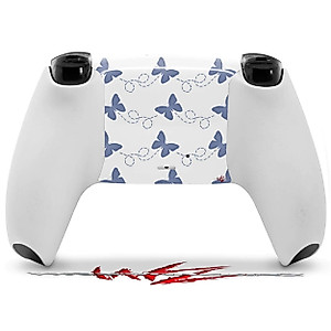 WraptorSkinz Skin Wrap compatible with Sony PS5 DualSense Controller Pastel Butterflies Blue on White (CONTROLLER NOT INCLUDED)