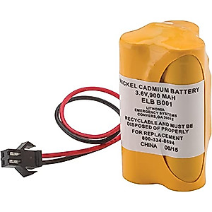 LITHONIA LIGHTING ELB B001 Rechargeable Nickel Cadmium Battery, 3.6 Volts, 900 mAh