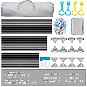 Baby Playpen,Playpens for Baby Anti-Fall Playpen, Large Playpen for Toddlers, Cherrysea Kids Safety Play Center Yard with Gate Sturdy Baby Fence Play Area with 4 Pull Rings and 30Pcs Ocean Ball