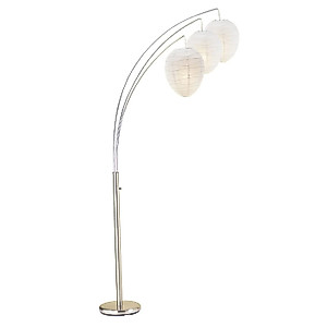Adesso Home 4108-22 Transitional Three Light Floor Lamp from Belle Collection in Pwt, Nckl, B/S, Slvr. Finish, 46.00 inches, Brushed Steel