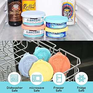 Luvcosy 4PCs Silicone Food Can Lid for 3.4-inch Can, Can Toppers Compatible with StarKist 5oz Tuna Can and Kirkland 7oz Tuna Can, Can Cover for Canned Good, Freezer Dishwasher Safe (Can NOT Included)