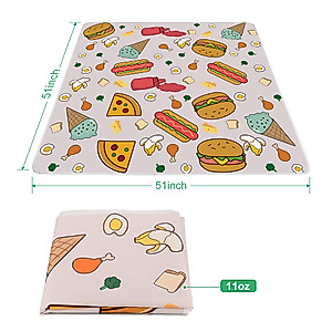 Welspo Splat Mat for Under High Chair, Washable Large Baby Splash Mat, Anti-Slip Silicone Spot Waterproof Floor Mat, Food Catcher Art Craft Leak Proof Mat (White Food, 51inch X 51inch)