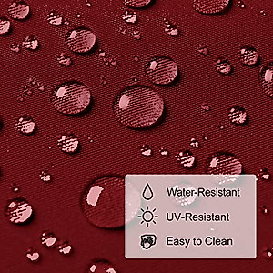 downluxe Outdoor Chair Cushions, Waterproof Square Corner Memory Foam Seat Cushions with Ties for Garden Patio Funiture, 18.5" x 16" x 3", Burgundy, 4 Pack