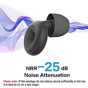 Ear Plugs for Sleeping Noise Cancelling – Super Soft, Reusable Hearing Protection in Flexible Silicone, Noise Cancelling Earbuds for Sleep - 6 Ear Tips in S/M/L – 25dB Noise Cancelling Black