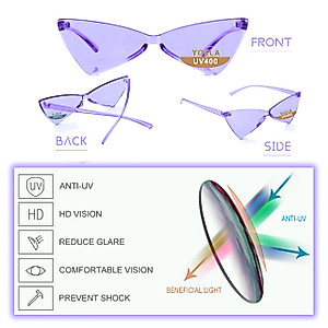 OLINOWL Triangle Thick Rimless Sunglasses One Piece Colored Transparent glasses For Women and Men