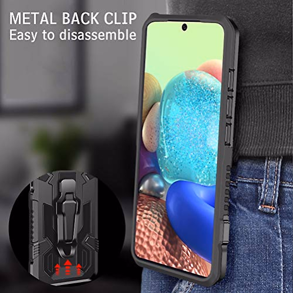 Lusheng Case for Reno2 Z Ultra-Thin PC+TPU Luxury Shockproof Back Cover Armor Bumper Bracket Anti Fall Protective Cover for Oppo Reno2 Z/F 6.53" -Grey