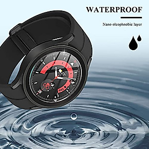 [4 Pack] Compatible for Samsung Galaxy Watch 5 Pro 45mm Screen Protector Tempered Glass, YMHML Waterproof 9H Hardness [No-Bubble] Anti- Scratch HD Clear Film for Galaxy Watch 5 Smartwatch Accessories.