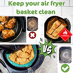 MG ONE 2-Pack Reusable Silicone Air Fryer Liners - Silicone Air Fryer Accessories - Silicone Air Fryer Basket, 7.5 inch Blue+Pink Liners For 3 to 5 Qt Air Fryer