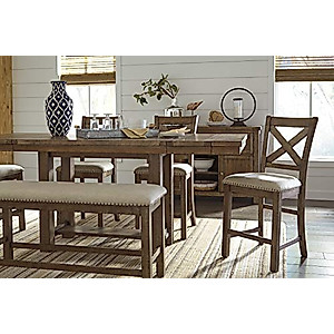 Signature Design by Ashley Morriville Counter Height Upholstered Dining Room Bench, Brown