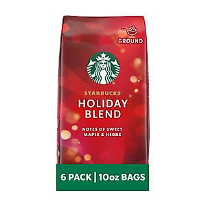 Starbucks Ground Coffee, Holiday Blend Medium Roast Coffee, 100% Arabica, Limited Edition Holiday Coffee, 6 Bags (10 Oz Each)