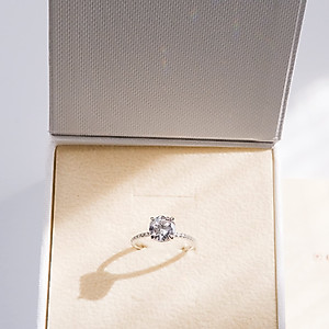 espere 2 Carat Round Cut CZ Micropavé Band Engagement Ring Size 5 | Sterling Silver CZ Wedding Ring | Bridal Anniversary Promise Ring For Her