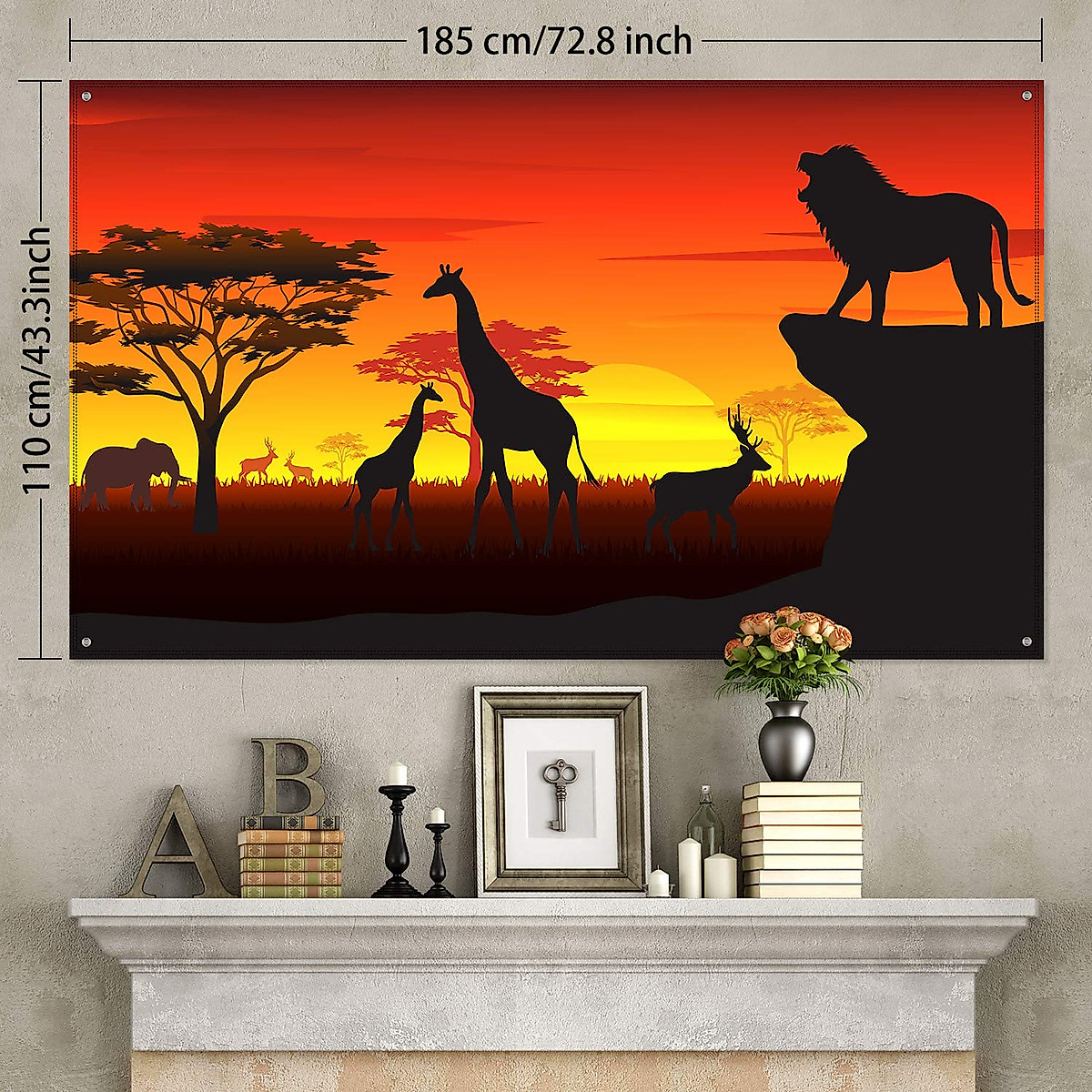 African Safari Theme Party Decorations, African Safari Backdrop Banner for African Safari Theme Supplies, Tropical African Forest Jungle Safari Scenic Background Photobooth Banner, 72.8 x 43.3 Inch