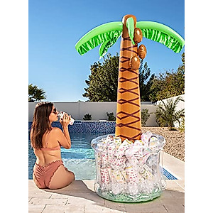 JOYIN 60" Inflatable Palm Tree Cooler, Beach Theme Party Decor, Pool Party Decorations, Luau Hawaiian Birthday Party Supplies Ocean Jungle Tropical Themed Party Decoration Summer Outdoor Drink Cooler