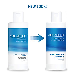 Aquableu Biotin Shampoo – Natural Thickening & Volumizing For Thicker Hair - Infused with coconut oil, keratin, Argan & Jojoba oil - Awapuhi fragrance 8oz