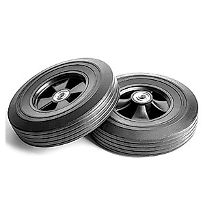 10" x 2.5" (4.10/3.50-4) Solid Rubber Hand Truck Wheels, Dolly Wheels Replacement, Wheelbarrow Flat Free Tires for Cart- 660 lb Load Capacity, Pack of 2