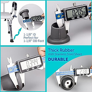 4 PCS Replacement Feet for Bath Seat Shower Chair, 1-1/8" I.D Slope Rubber Feet Pad for Transfer Shower Bench Shower Seat Commode Chair, Non Slip Suction Cup Feet Caps, Metal Insert Reinforced