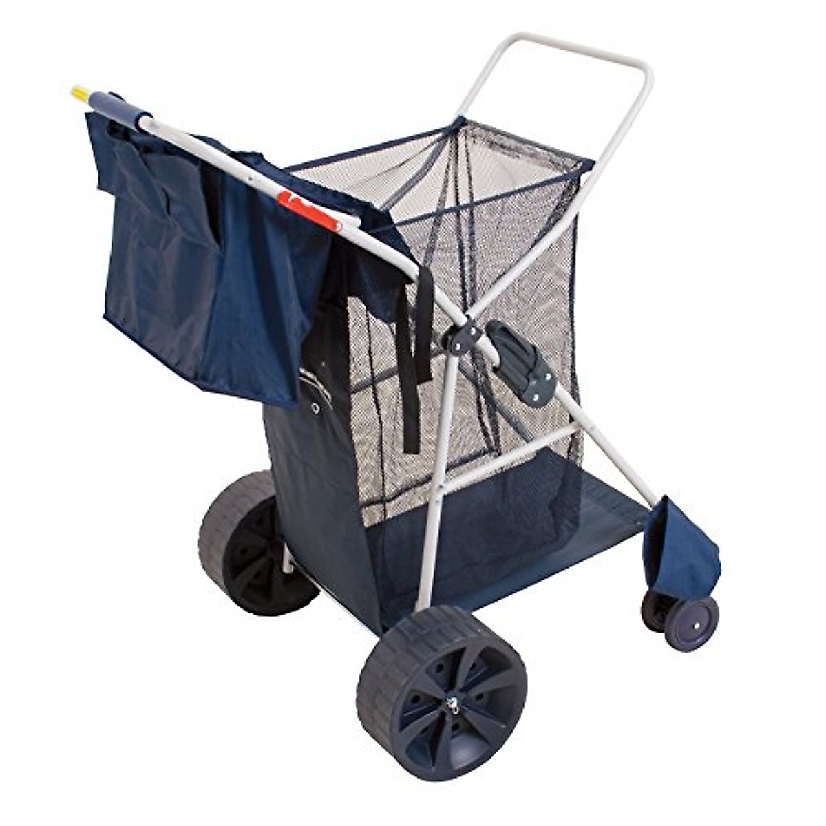 Rio Brands Wonder Wheeler Deluxe Beach Utility Foldable Cart with Removable Storage Tote, Navy