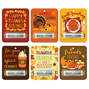 Thanksgiving Money Cards for Cash Gift Holders Fall Gift Ideas Paper Thank You Money Card Holder with Blister Box Double-Sided Tape for Gift Cards and Cash Not Including Money - Set of 6