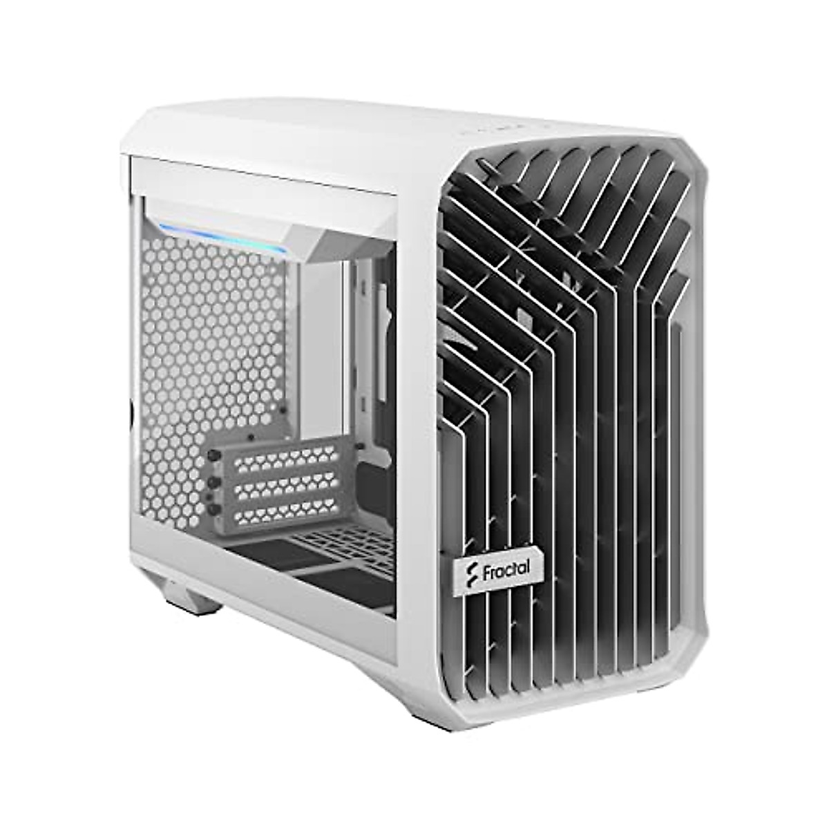 Fractal Design Torrent Nano White - Clear Tint Tempered Glass Side Panel - Open Grille for Maximum air Intake - 180mm PWM Fan Included - Type C - mITX Airflow Mini Tower PC Gaming Case