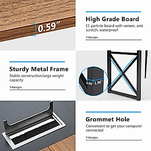 Tribesigns 8FT Conference Table, 94.5L x 47.2W inch Large Modern Meeting Table, Seminar Training Table with Grommet Holes for Office Conference Room