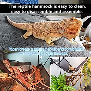 Magnoloran 4 Pack Bearded Dragon Lizard Hammock Reptile Swing Hanging Bed Lounger Breathable Mesh Hammock Habitat with Suction Cup Suitable for Iguanas, Anoles, Geckos, Snakes, Chameleon
