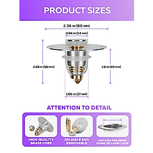 2 in 1 Bathroom Sink Stopper Replacement - 1.06"-1.65" Pop Up Drain Stopper - Universal Sink Drain Stopper with Anti-Clogging Filter Basket - Bathroom Sink Plug for Basin Drain Holes