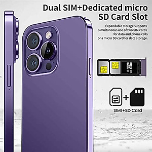 ExAchat G14 Pro MAX Unlocked Cell Phones, 6.82-inch HD Screen Phone, 3+64G Dual SIM Phone with A 128G Memory Card for Android 10 (Four Colors to Choose from) (Purple)