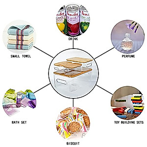 Organizer, Storage Organizer with Bamboo Lid,Plastic storage box,kitchen pantry organization,Storage Bin, Towel holder, Bathroom collection box in 3 Different Sizes